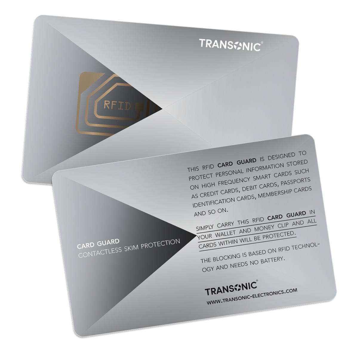 Proteção de cartões | Bloqueador RFID Transonic Card Guard | Condor Shop